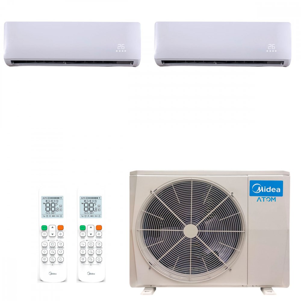 Ar Condicionado Multi Split Inverter Midea Atom 28000 BTUs (2x9000) Quente Frio 38ATQA28M5 ...