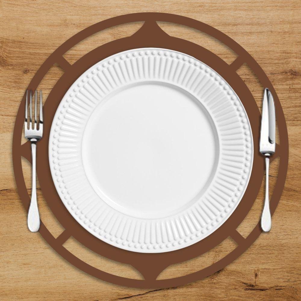 Sousplat Em Mdf Marrom Borda Vazada Detalhada 35x35cm | MadeiraMadeira