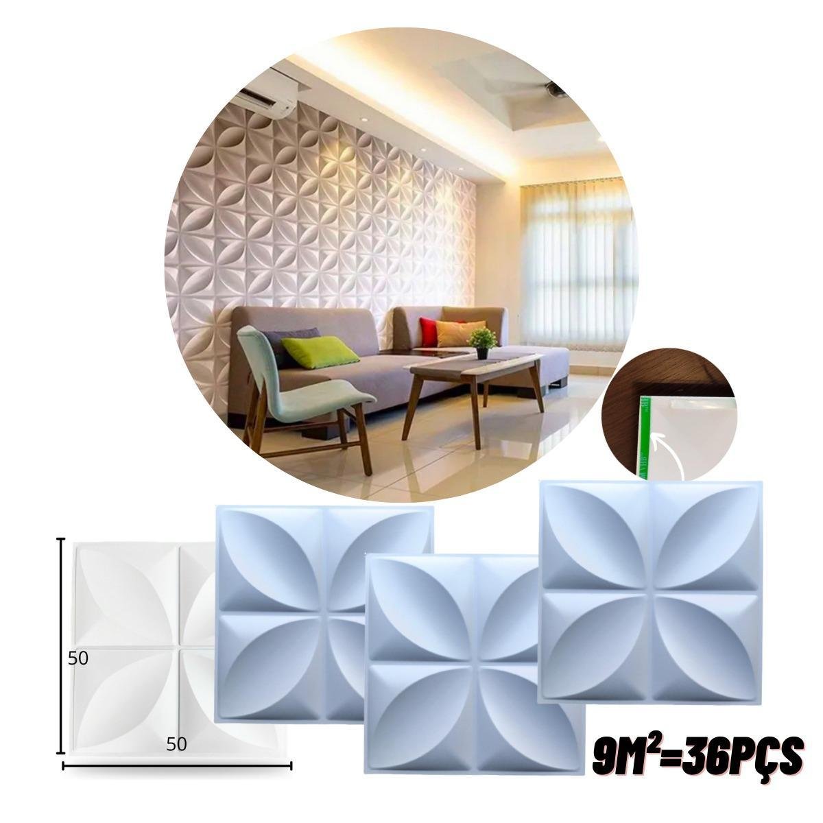 Placas Decorativa Revestimento Pvc 36 Unidades Alto Relevo | MadeiraMadeira