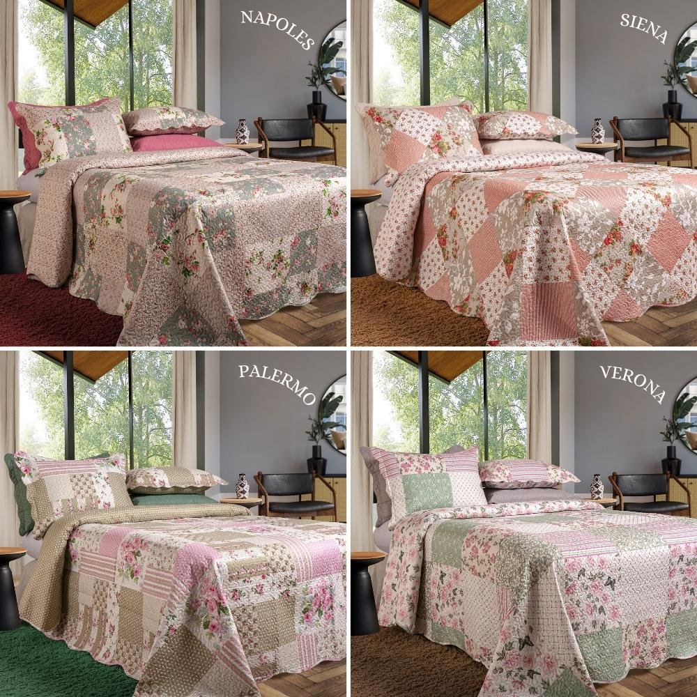 Colcha Cobre Leito Queen Evolution Patchwork Dupla Face 3 Peças Mania ...