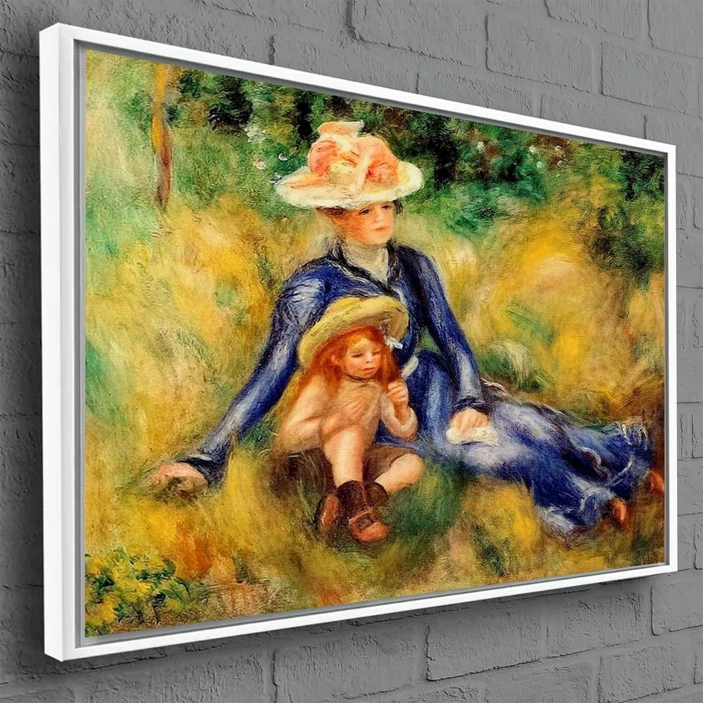 Quadro Mae e Filha No Campo Renoir:90x60 cm/BORDA INFINITA | MadeiraMadeira