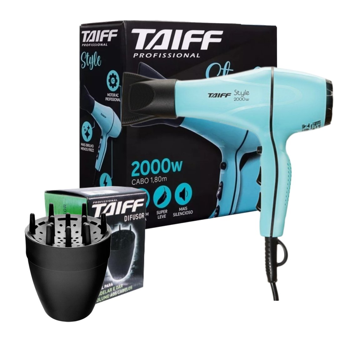 KIT TAIFF - SECADOR DE CABELO PROFISSIONAL STYLE AZUL 2000W TIFFANY ...