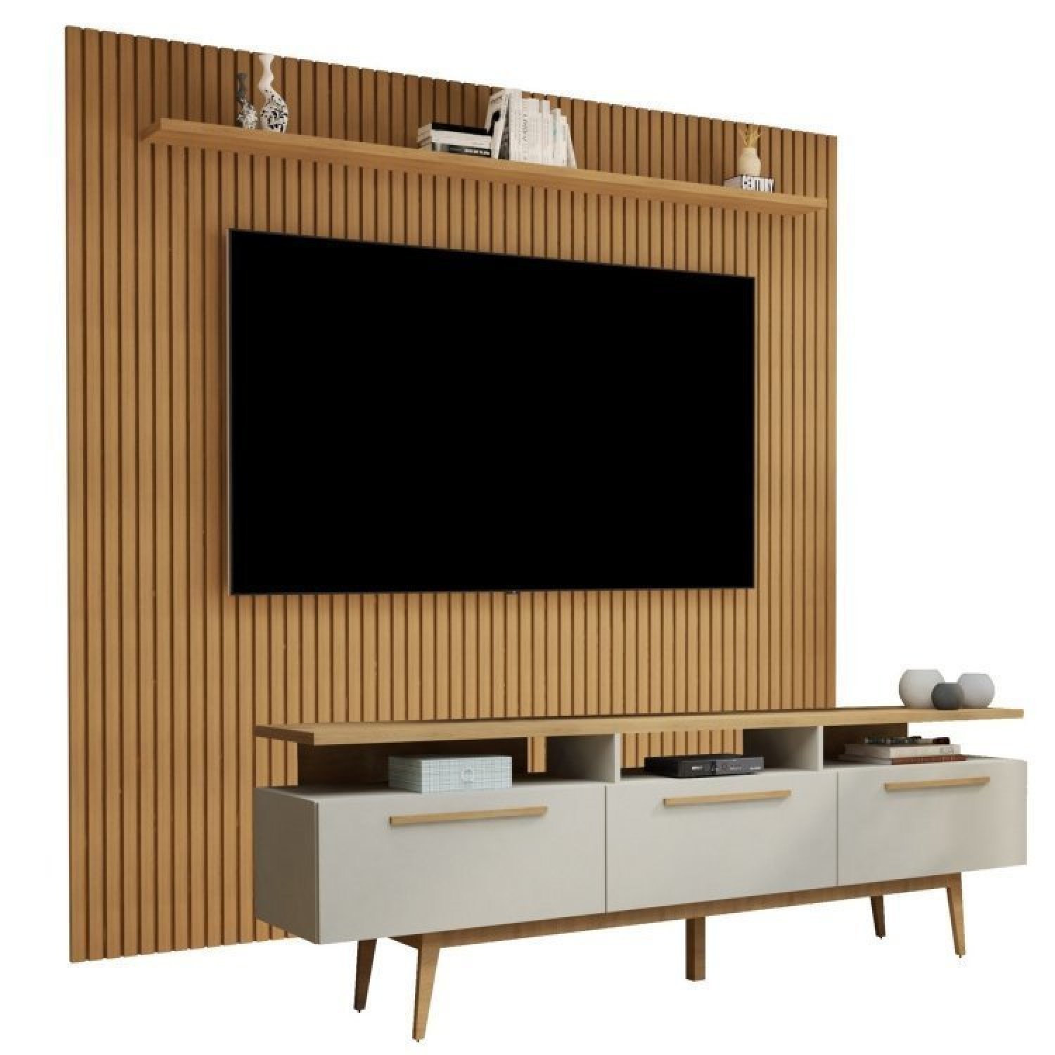 Rack com painel para Tv até 75 Polegadas frisado Curitiba | MadeiraMadeira