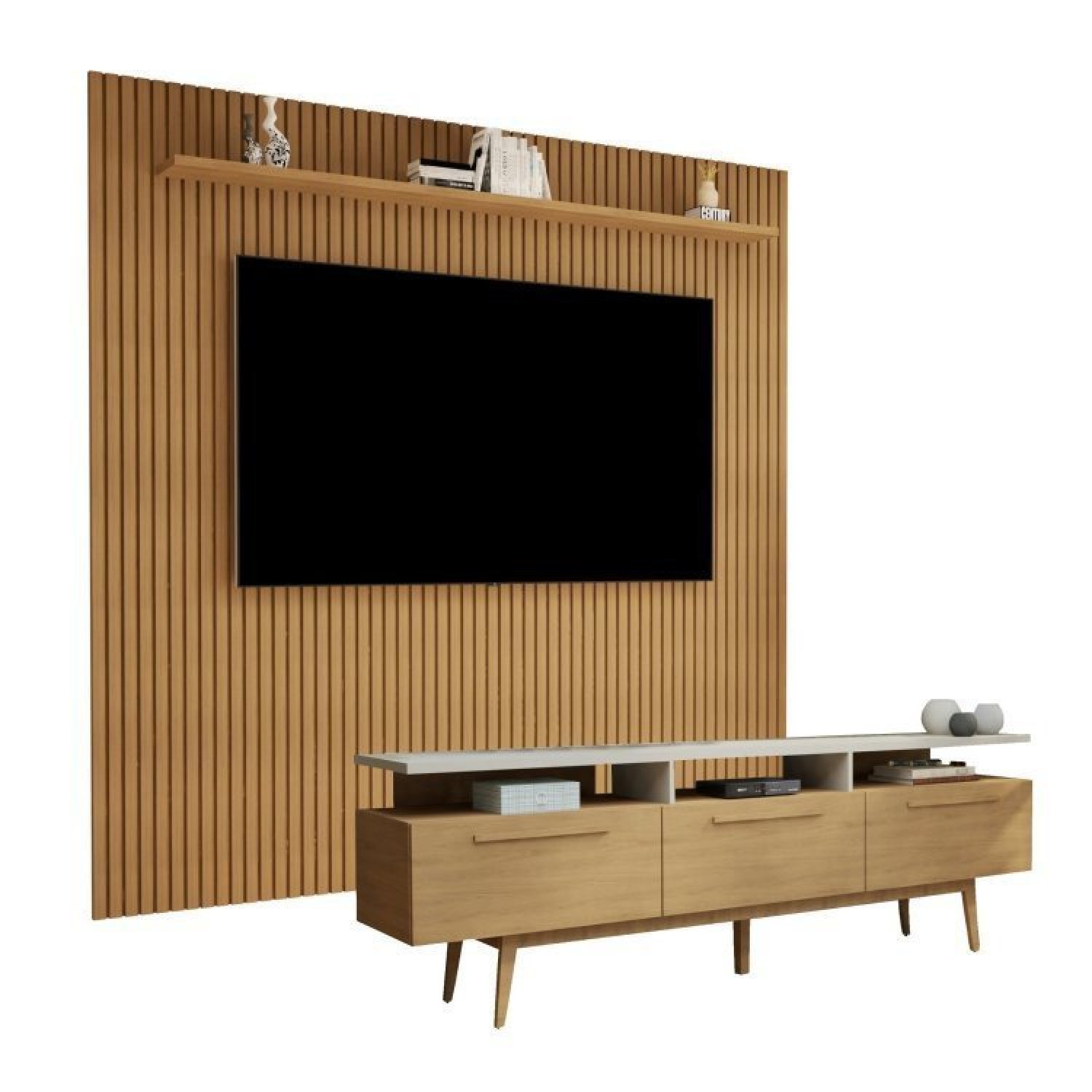 Rack com Painel para Tv até 75 Polegadas Frisado Curitiba | MadeiraMadeira