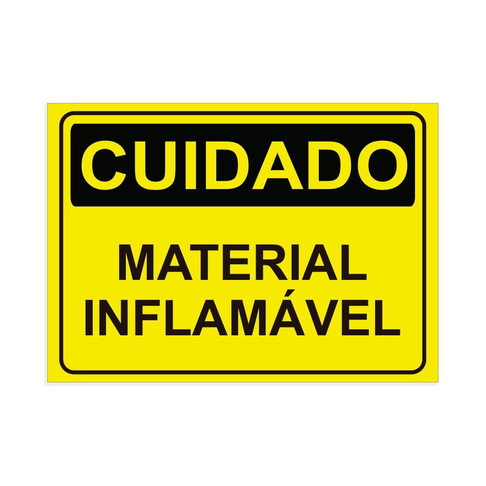 Placa de Sinalização Cuidado Material Inflamável em Pvc | MadeiraMadeira