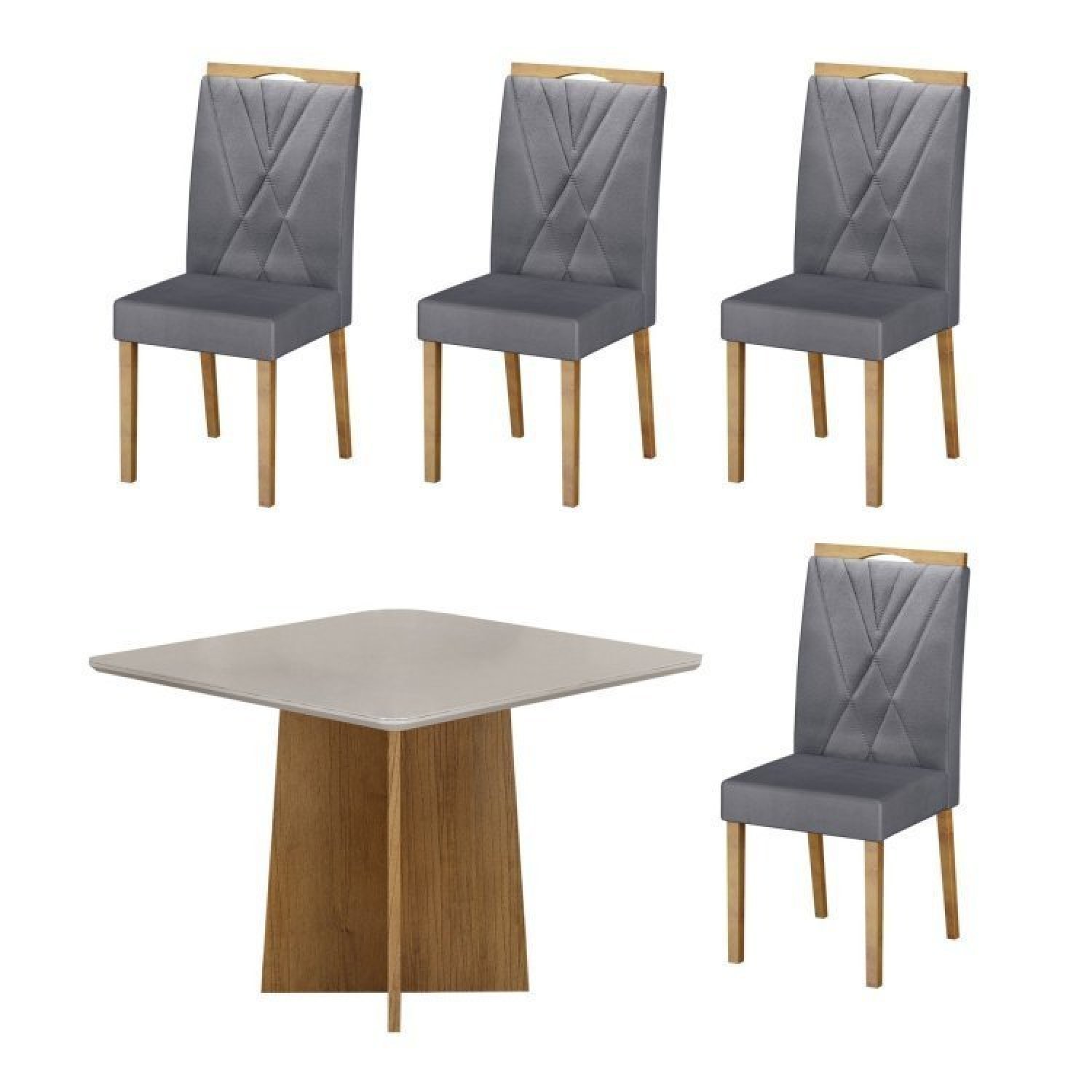 Conjunto Sala de Jantar Mesa Jade com 4 Cadeiras Madeira Maciça Lara ...