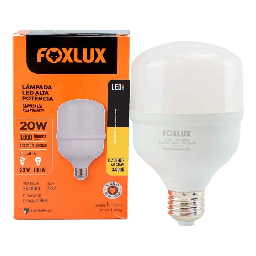 Lâmpada Led Alta Potência 20w 3000k E-27 Bivolt Foxlux | MadeiraMadeira