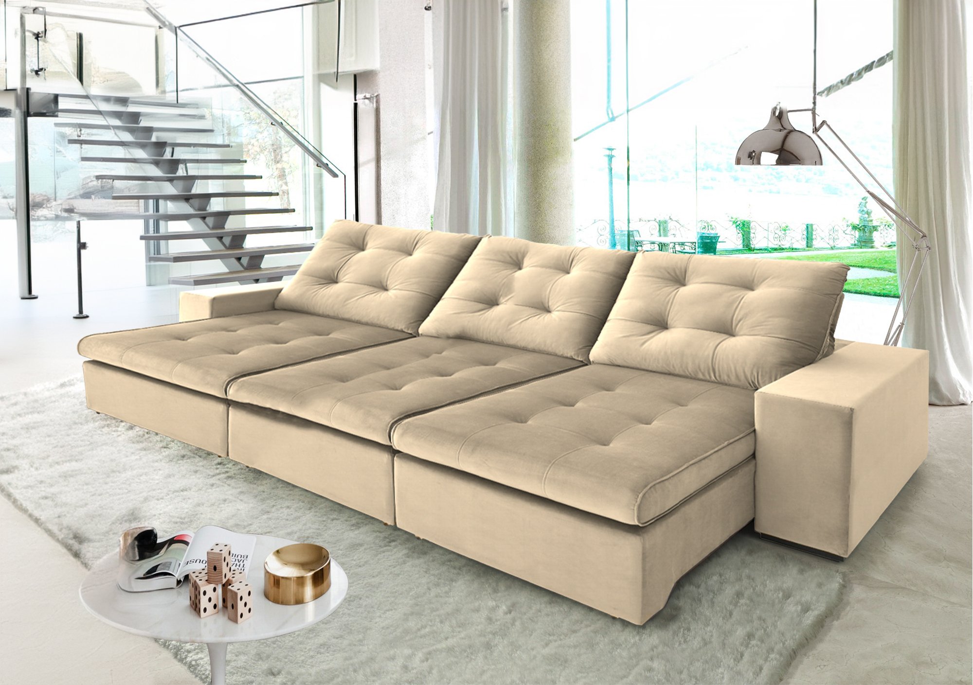 Sofá Retrátil e Reclinável 3 Lugares Mahal Espresso Móveis | MadeiraMadeira