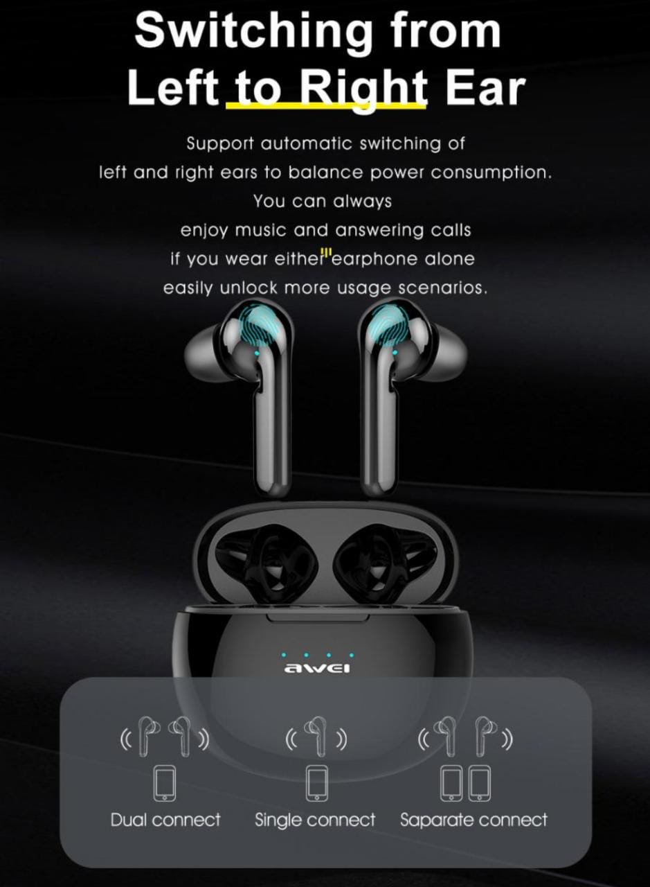 Fone de ouvido in-ear sem fio Awei T15 preto | MadeiraMadeira