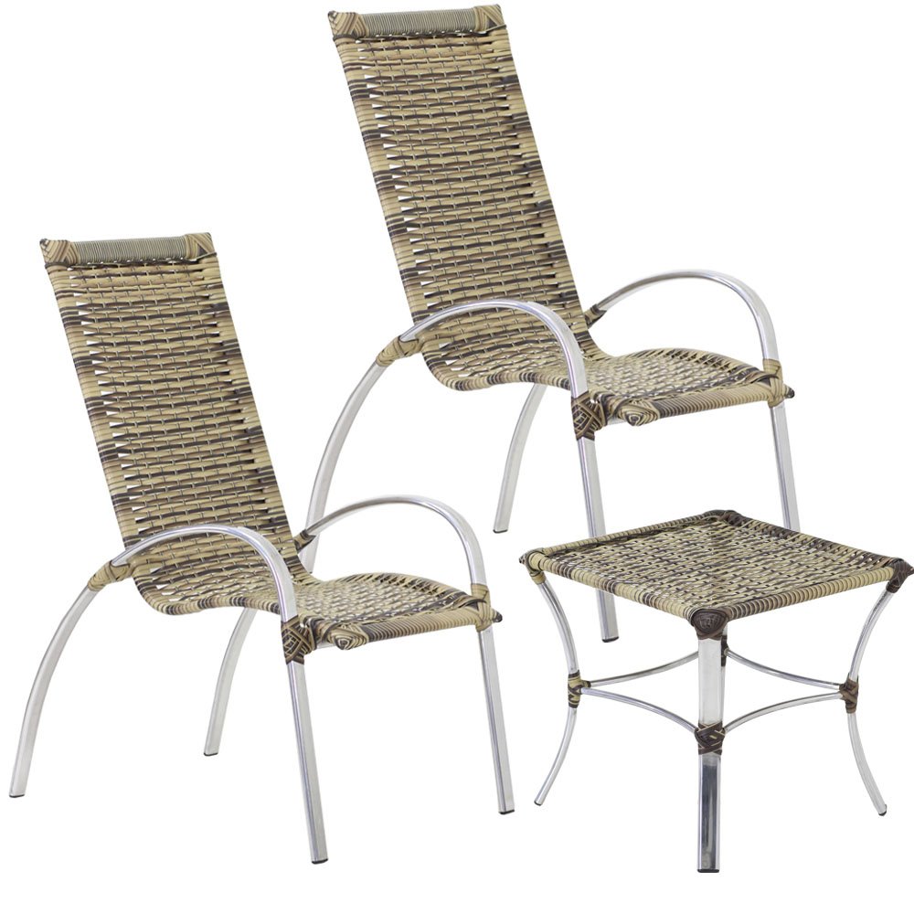 Jogo De Cadeira E Mesa De Centro Em Alumínio Para Área Piscina Trama ...