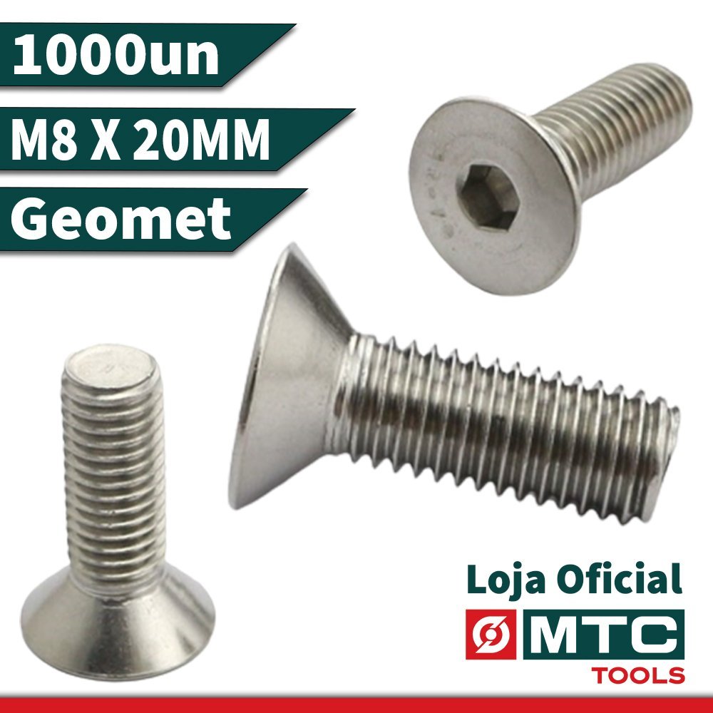 PARAFUSO ALLEN M8 X 12 CABEÇA CHATA GEOMET A - 1000 PÇS | MadeiraMadeira