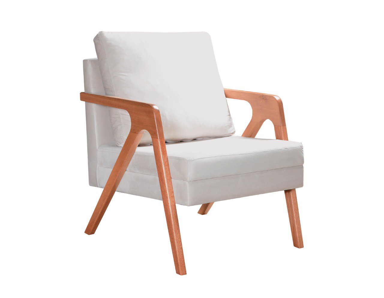 Poltrona Mona Luxo Madeira Maçica Zurc Decor Linho cinza claro 101 ...