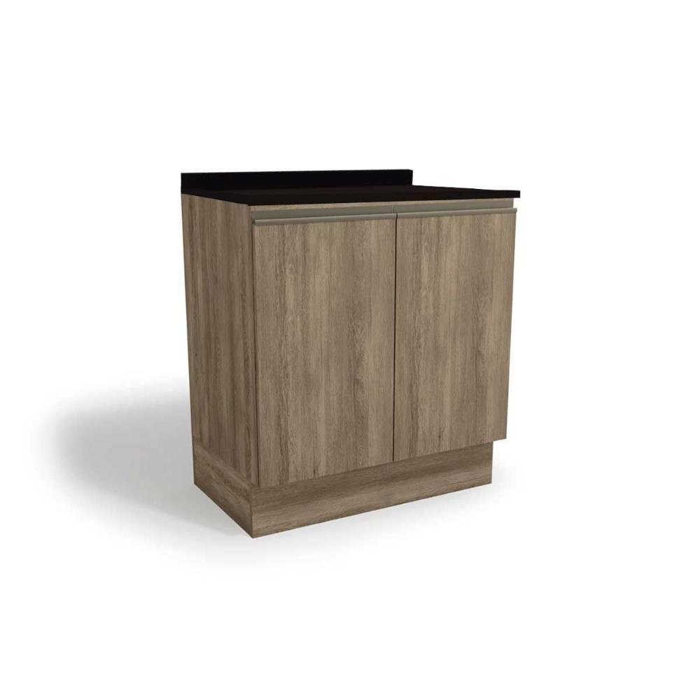 Balcão de Cozinha Modulado Maxxi G744 2 Portas C/tampo 80cm Nogal/preto ...