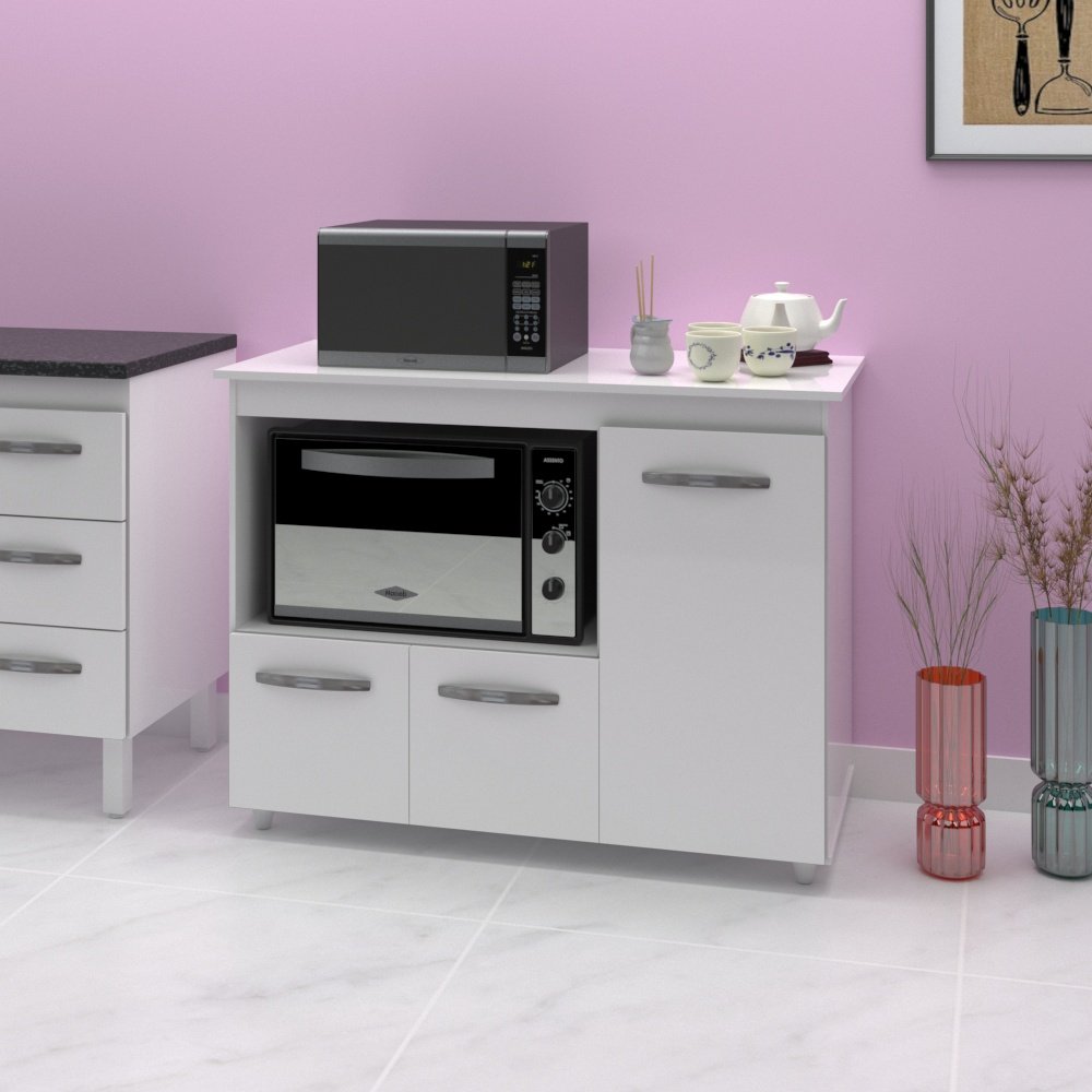 Armário Balcão Multiuso para Cozinha Micro-ondas e Forno Liza Moblis ...