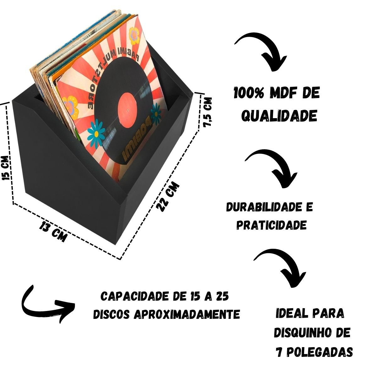 Nicho MDF Disco Vinil Compacto 7 polegadas colecionador | MadeiraMadeira