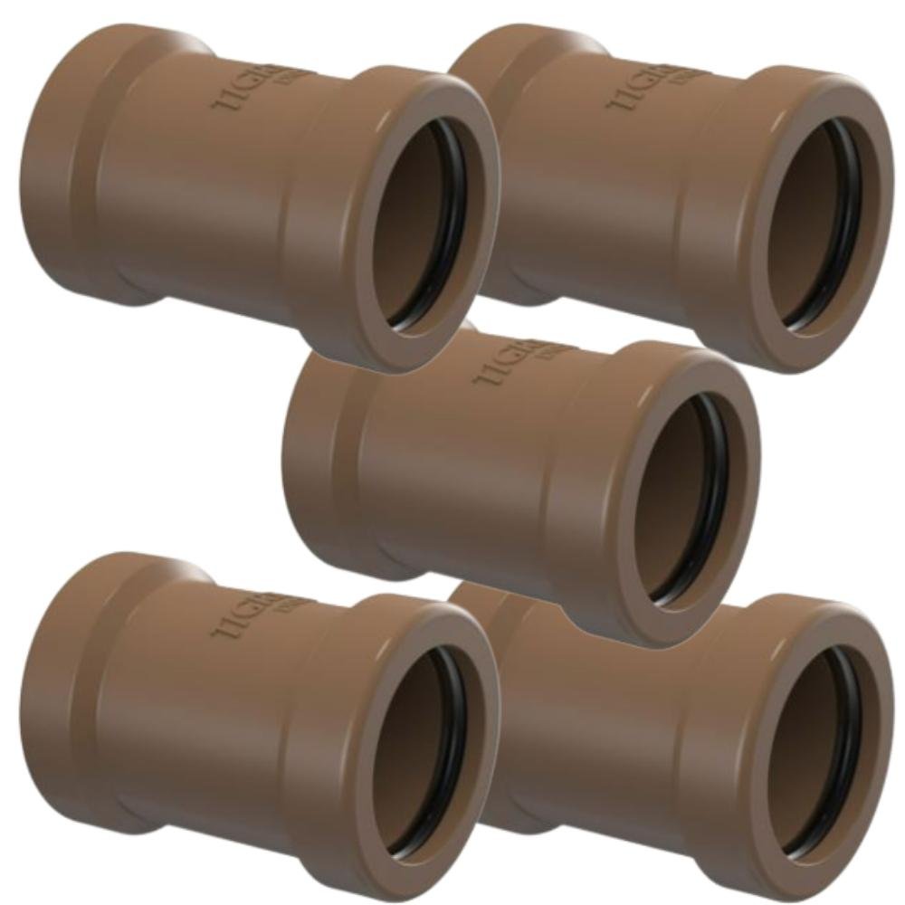 Kit com 5 Luva de Correr Pvc Marrom com Aneis para Canos Tubos Água ...