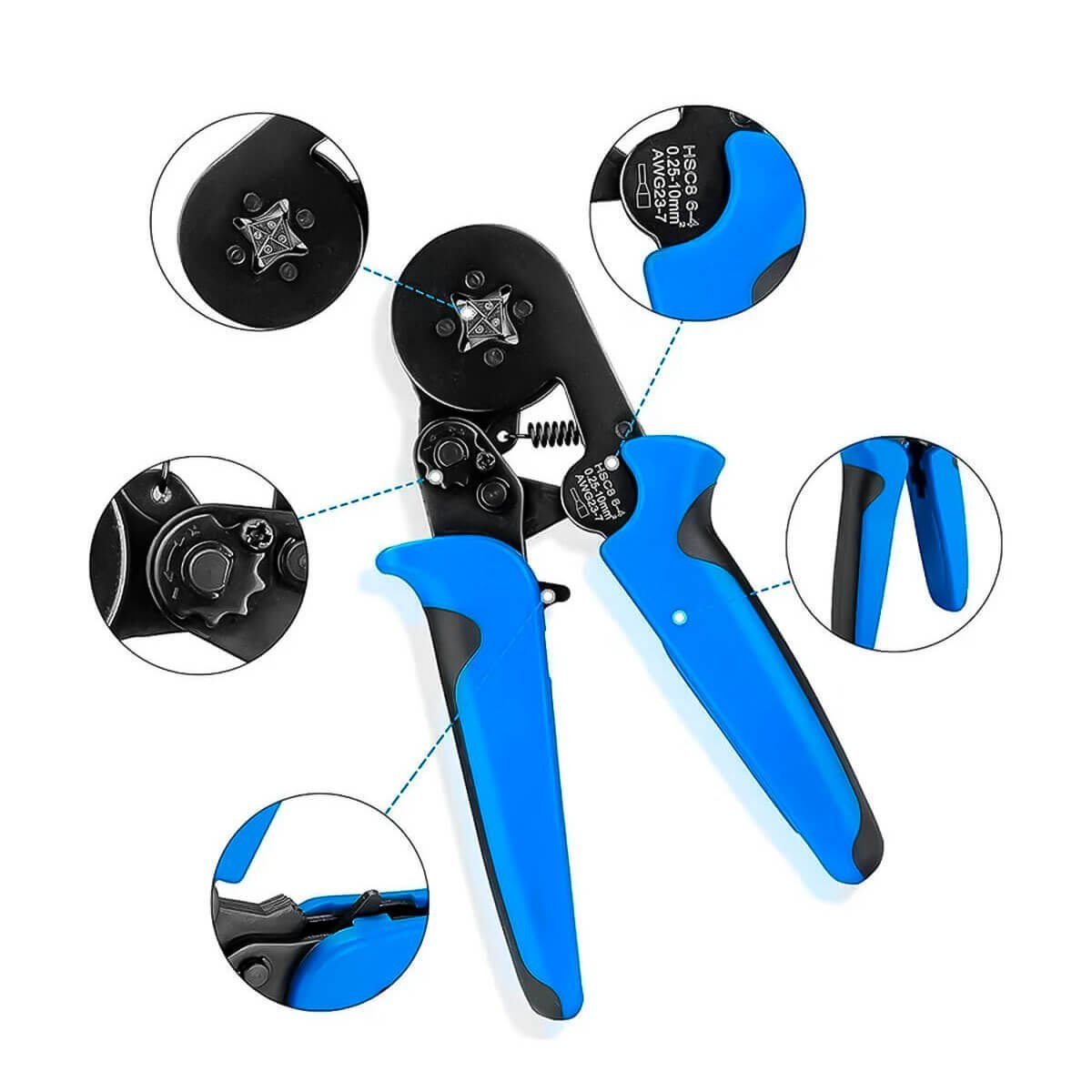 Alicate Crimpagem Terminal Fio 0,25mm² a 10mm² Crimpar Pino Tubular ...