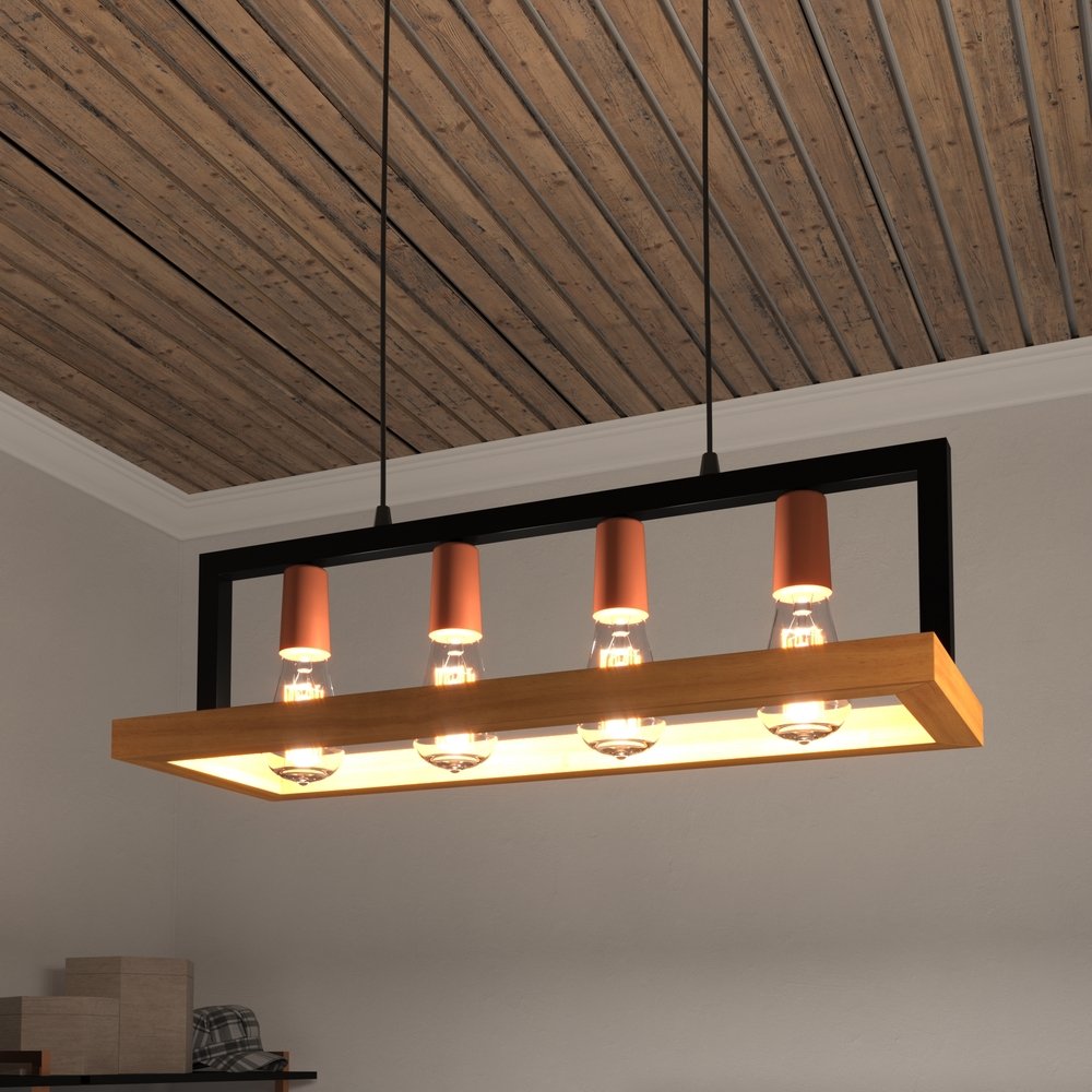 Lustre Pendente Retangular Moderno 62cm | MadeiraMadeira