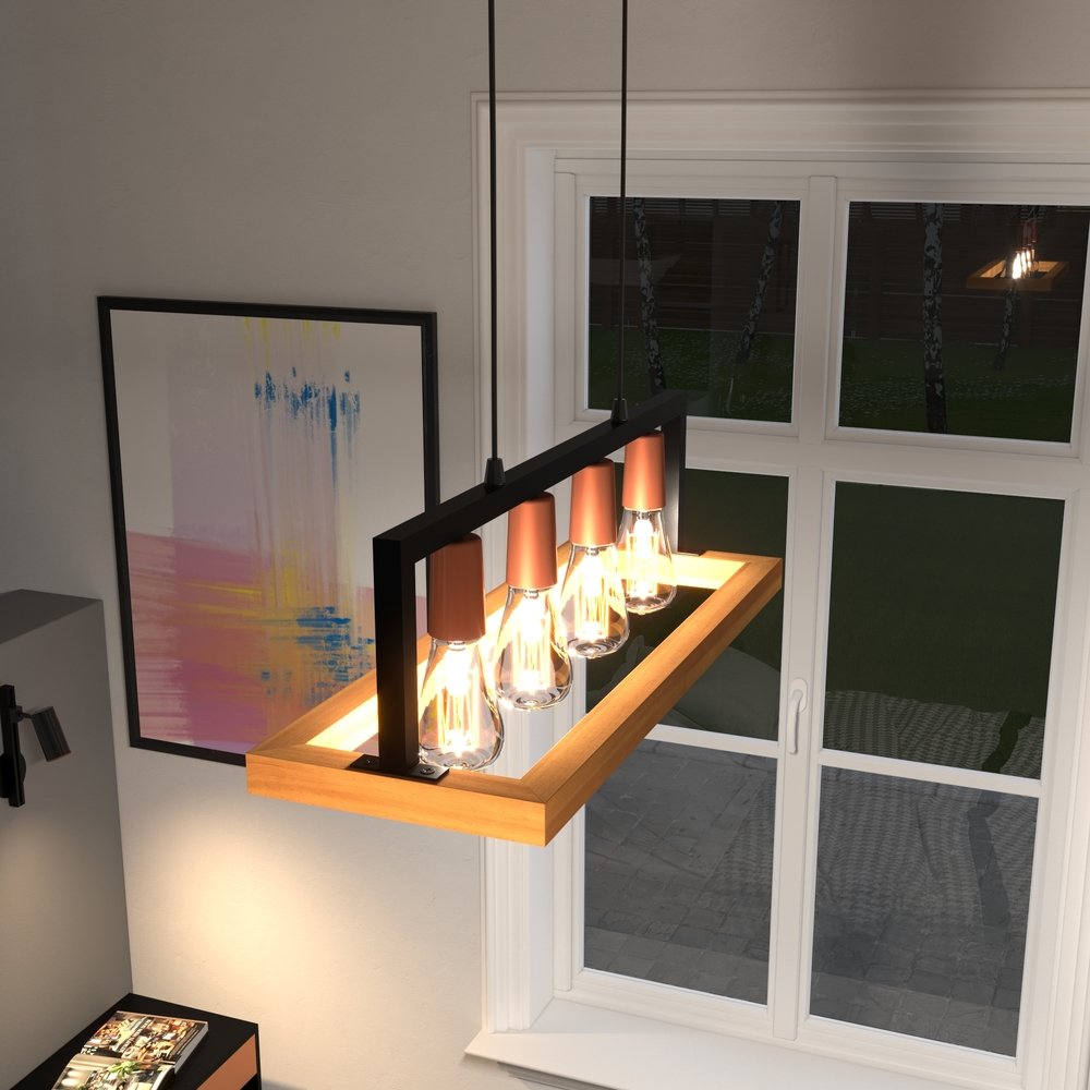 Lustre Pendente Retangular Moderno 62cm | MadeiraMadeira