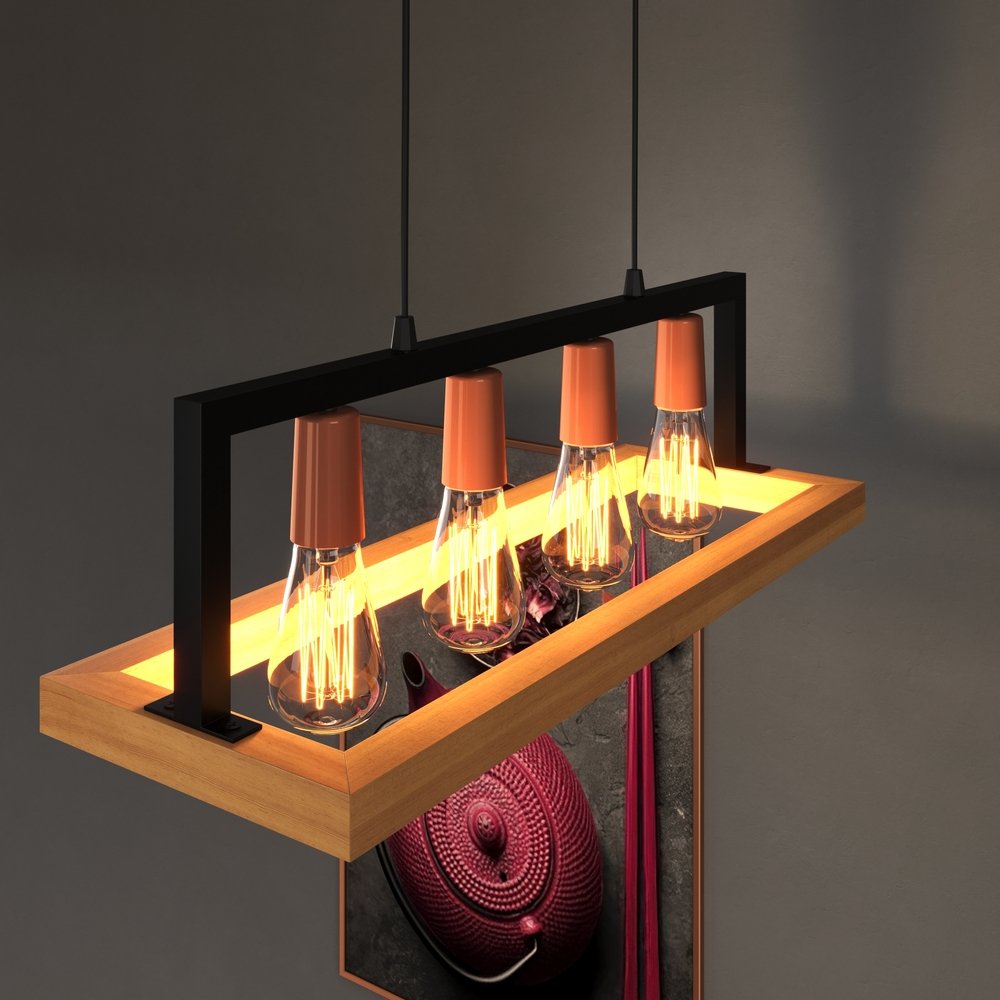 Lustre Pendente Retangular Moderno 62cm | MadeiraMadeira