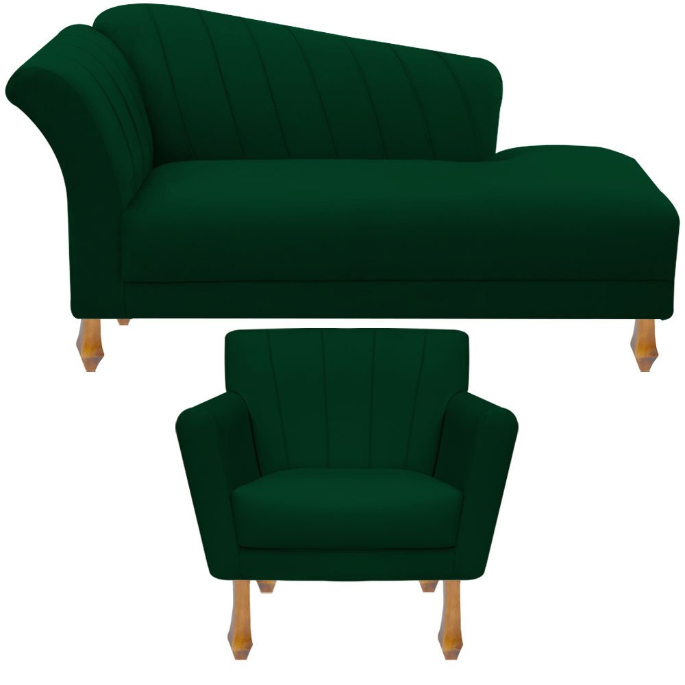 Kit Recamier Sofá Divã Divã Para Recepção 1,60 + 1 Poltrona Decorativa ...