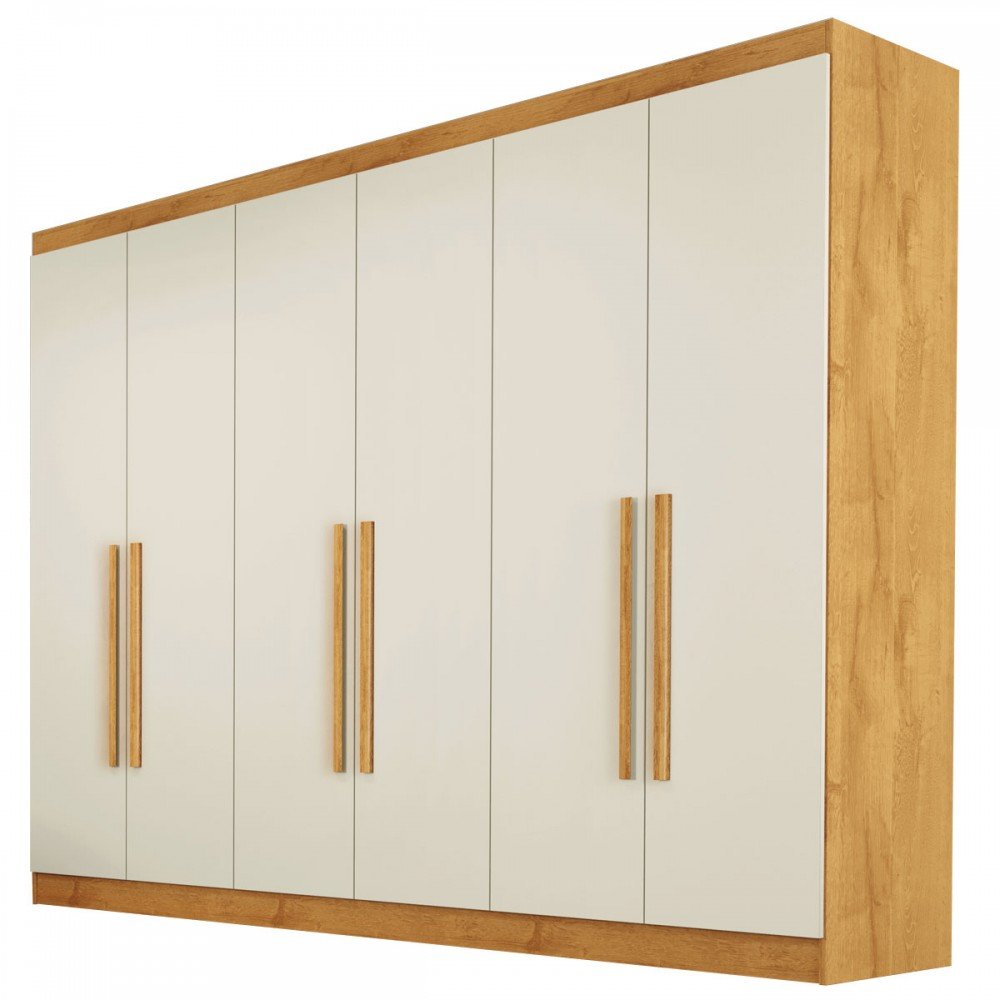 Guarda-Roupa Casal Oslo 6 Portas 6 Gavetas 100% Mdf Peroba/Off White - Mademarques | MadeiraMadeira
