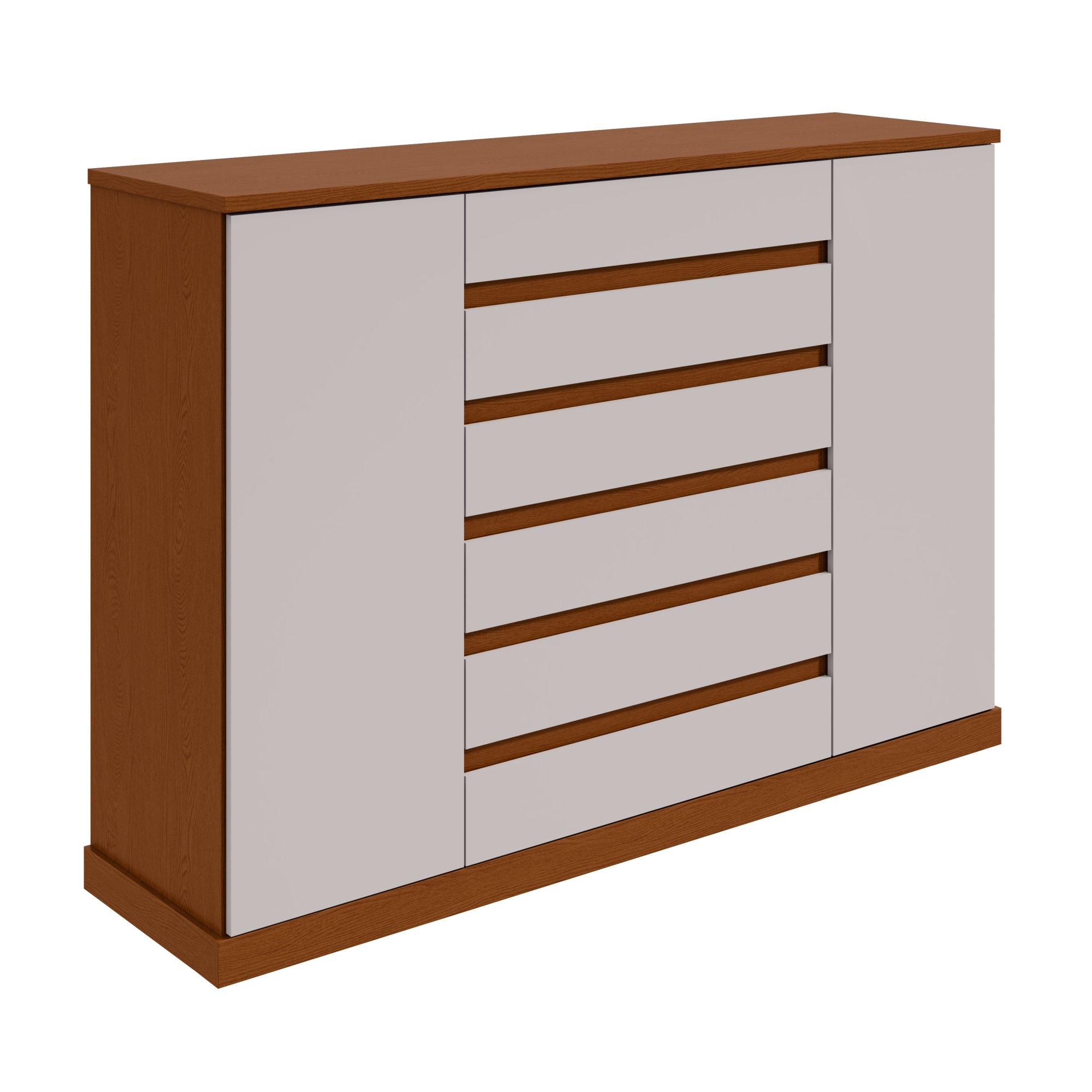 Conjunto de Guarda-roupa Casal Loop 6 Portas e Cômoda 2 Portas 7 ...