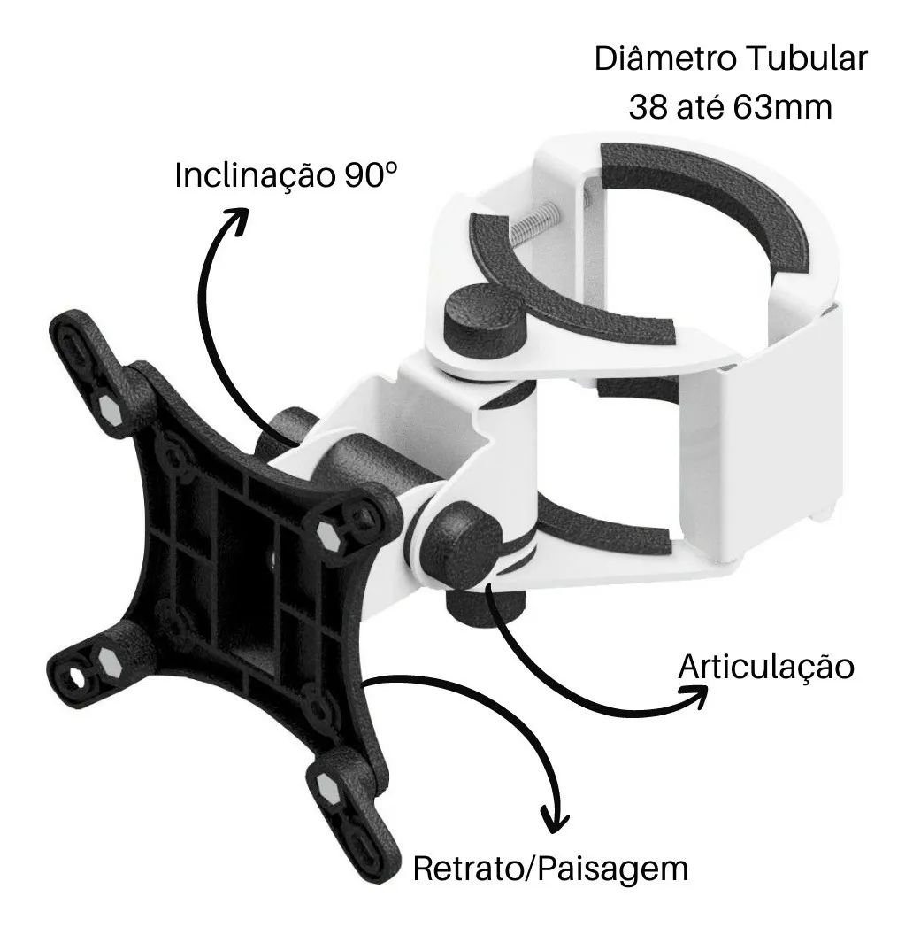 Suporte de Tubo Monitor Tv 10 até 32 Polegadas Articulado Cadeira ...