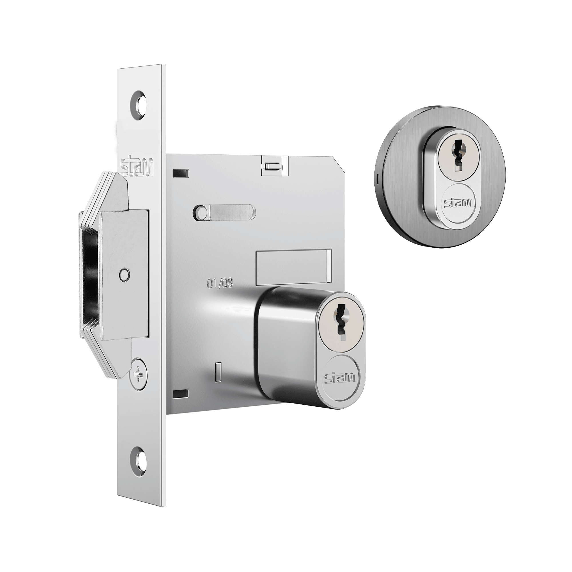 Fechadura Stam Classic 1006 Roseta Redonda Inox - Cromo Escovado ...
