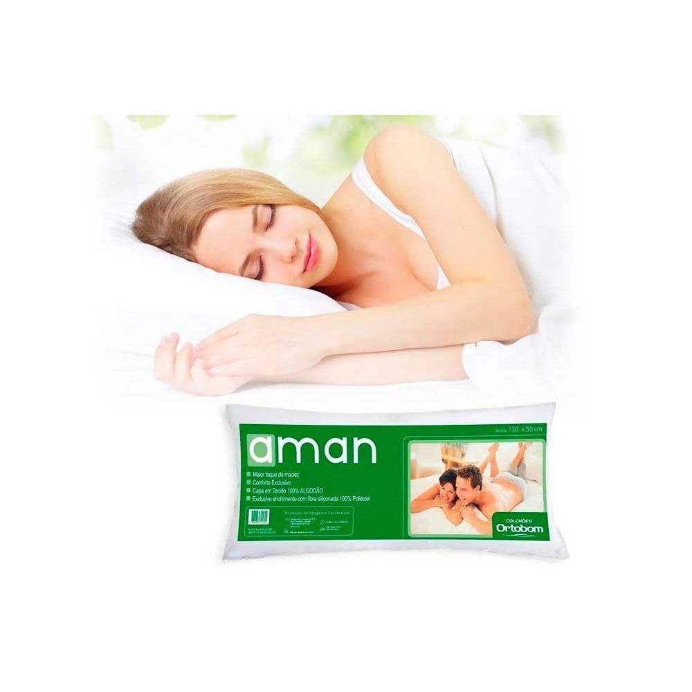 Travesseiro Fibras Siliconadas Aman Corpo Inteiro (140x40) - Ortobom | MadeiraMadeira
