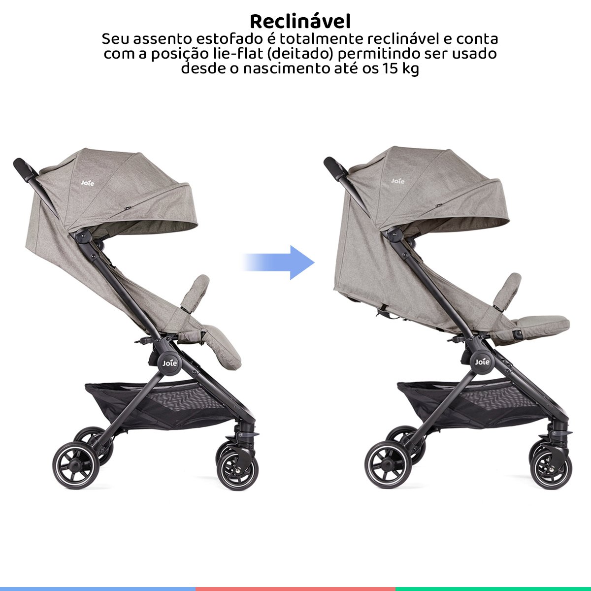 Carrinho de Bebê Passeio Compacto Leve 0 Meses Até 15Kg Reclinável Pact ...