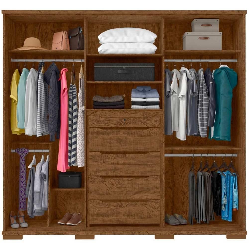 Guarda-Roupa Grande Casal com 6 Portas em MDF Castanho Fênix ...