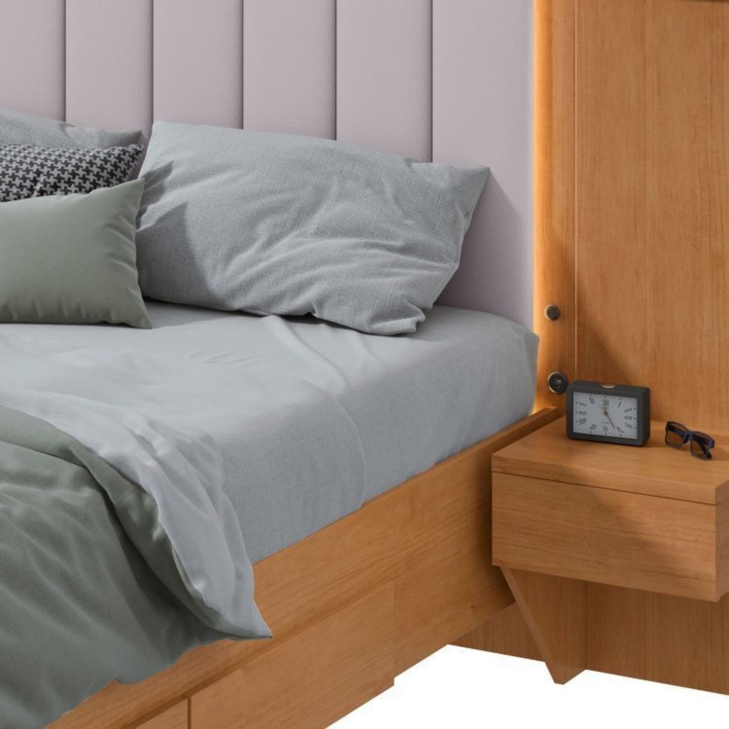 Guarda-roupa Casal Velaris com Pés, Cômoda Leder e Cama Casal Solaris ...