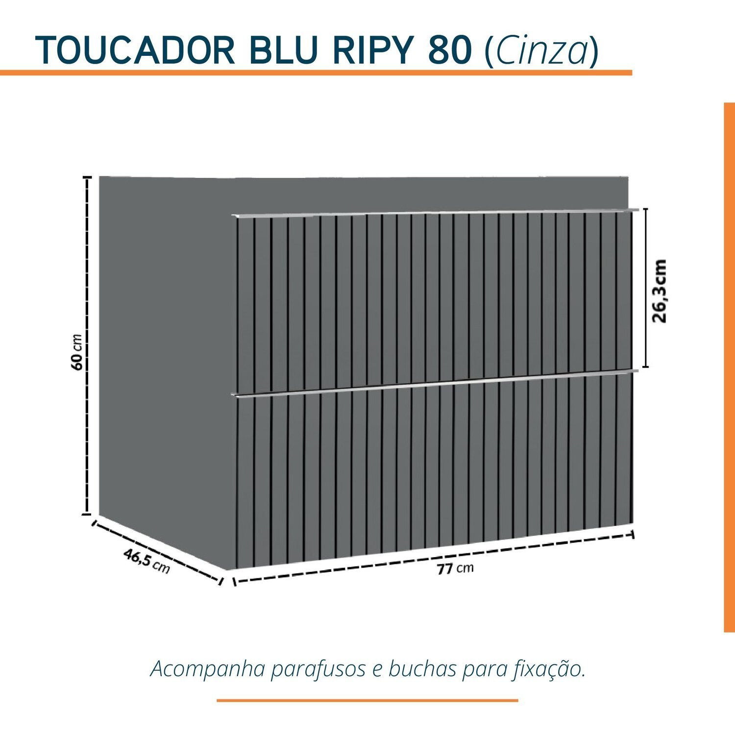 Gabinete para Banheiro Suspenso Ripy 80cm sem Lavatório | MadeiraMadeira