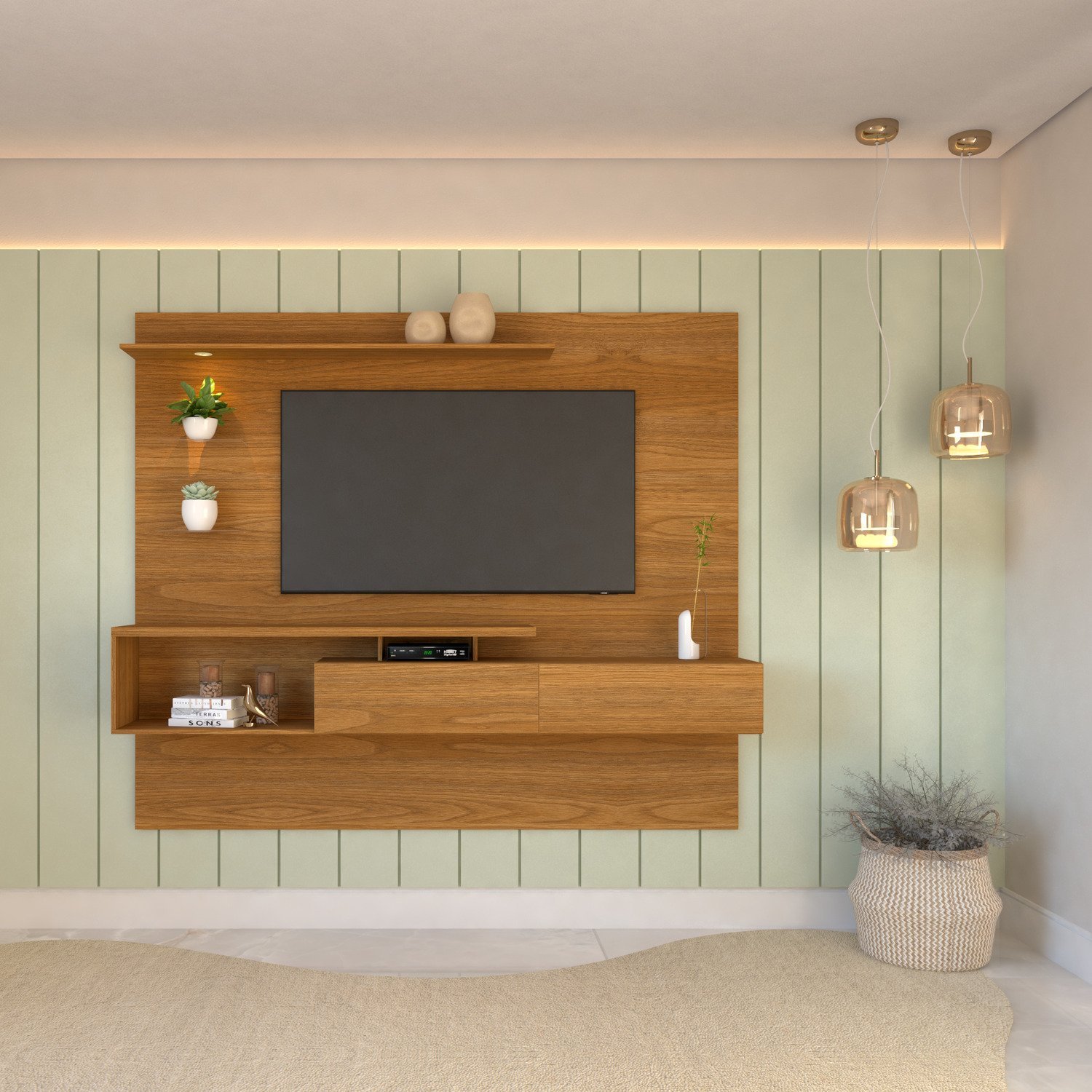 Painel para Tv até 55 Polegadas com 2 Portas e 4 Nichos Celine ...