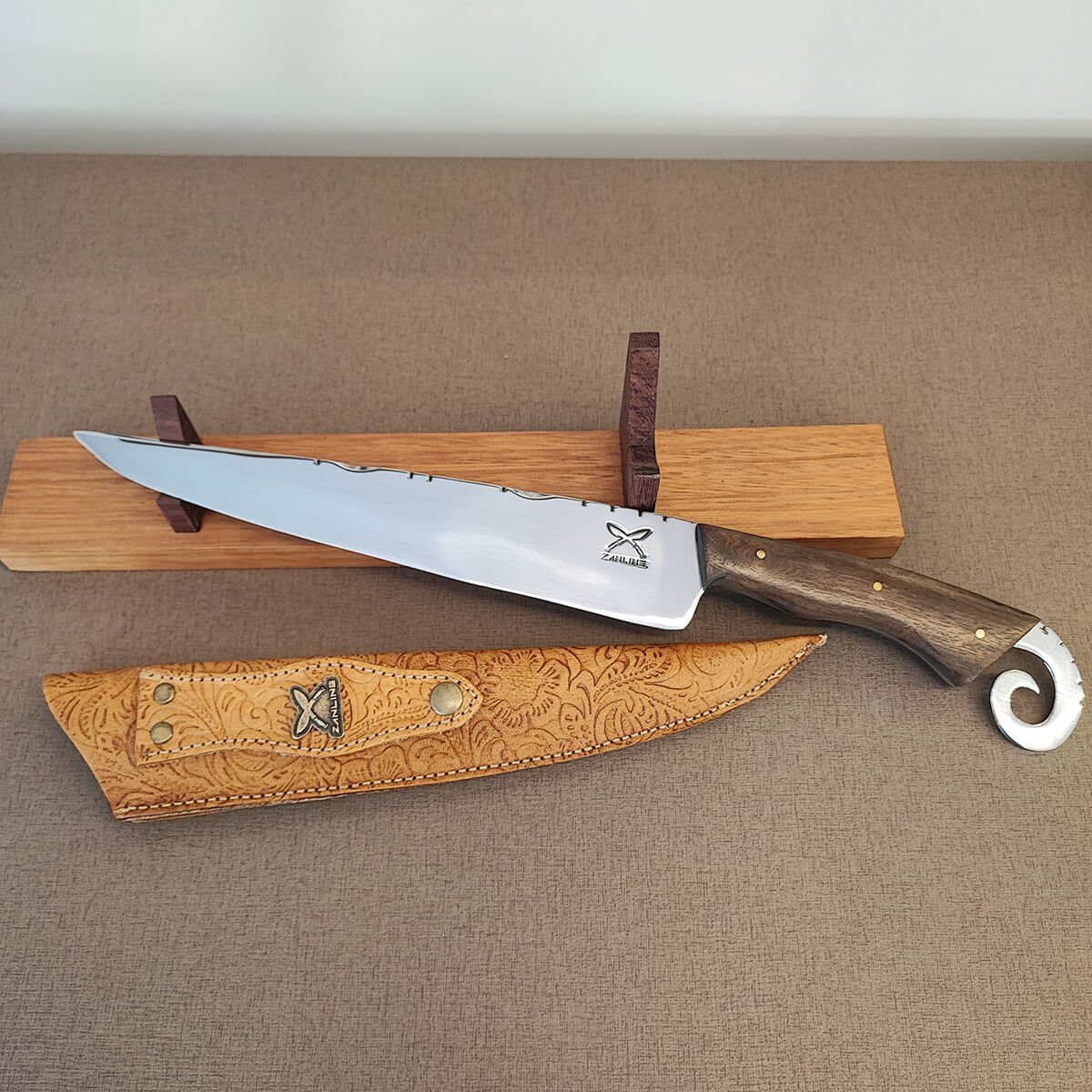 Faca Rabo de Galo 10' Artesanal Churrasco Full Tang Cabo Imbuia Aço ...