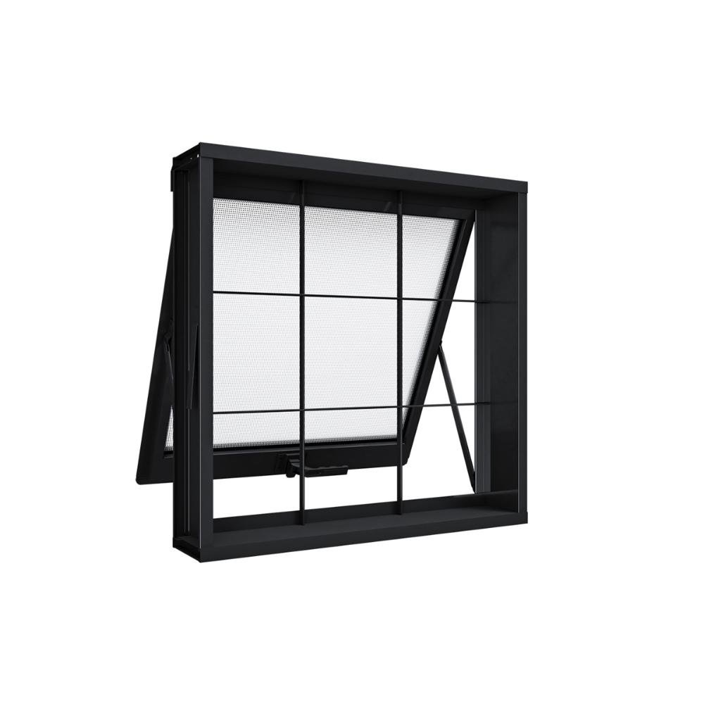 Janela Basculante Máximo-Ar 60x60 Com Grade Quadrada Riobras Preta ...