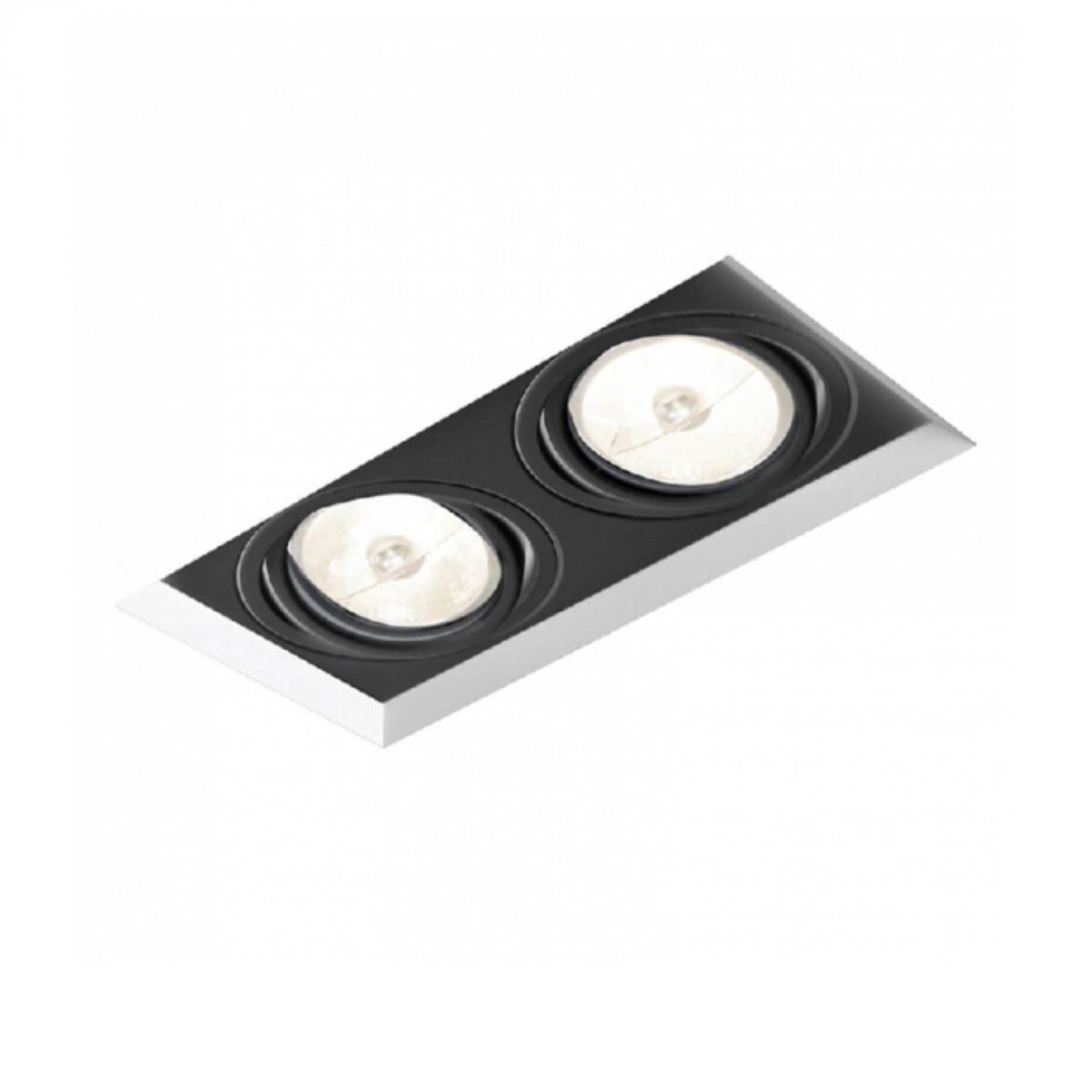 EMBUTIDO AR70 DUPLO QUADRADO RECUADO PRETO E BRANCO 15X15X4,5CM | MadeiraMadeira