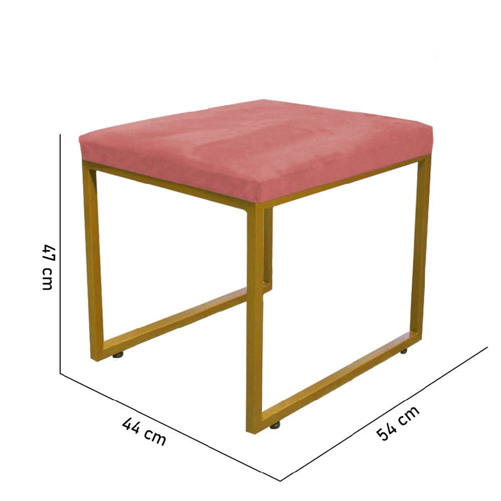 Kit 10 Puff Banqueta Stan Para Penteadeira Sala De Jantar Industrial Ferro Dourado Suede Rose ...