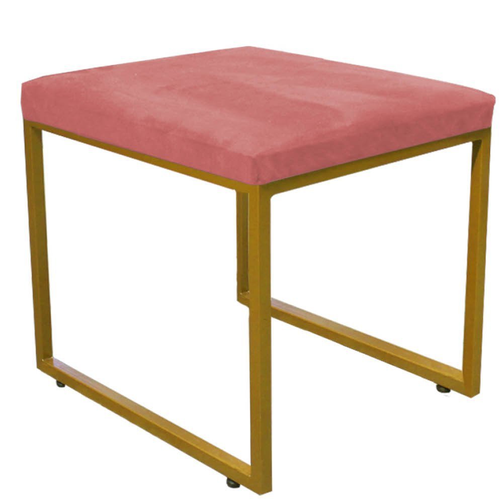 Kit 10 Puff Banqueta Stan Para Penteadeira Sala De Jantar Industrial Ferro Dourado Suede Rose ...