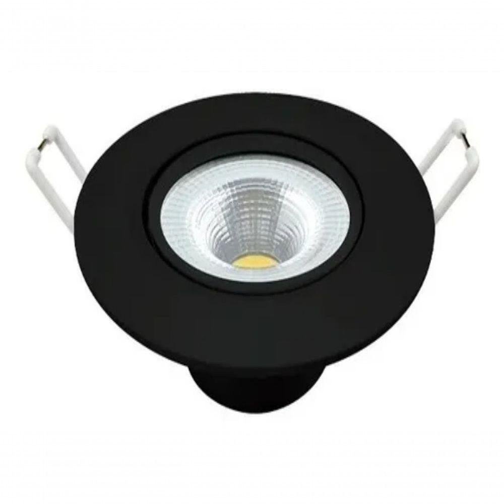 Kit 2 Spot Led 5w Redondo Embutir Branco Frio 9x9cm Preto | MadeiraMadeira