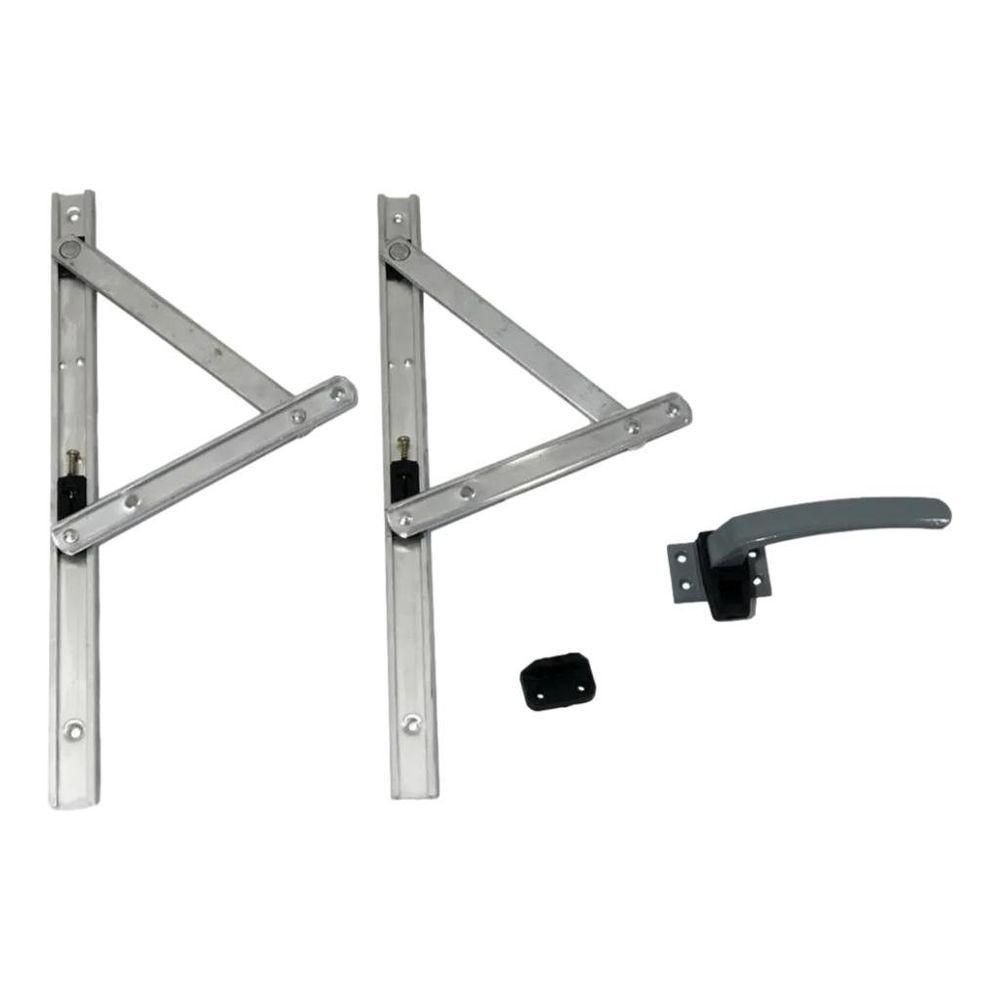 Kit Braço Janela Maxim-ar 30cm + Fecho Alavanca Natural | MadeiraMadeira