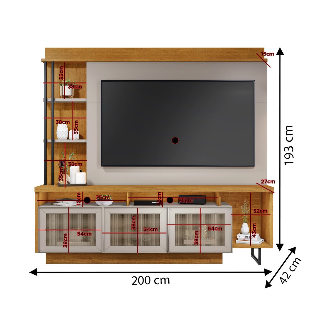 Estante Home Equilíbrio para TV de Até 65 Polegadas JCM Movelaria EQUILIBRIO CINAMOMO FOSCO/OFF ...