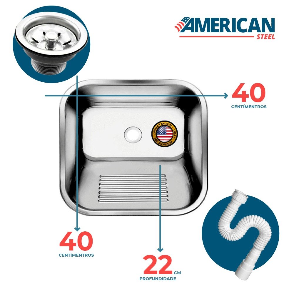 Tanque Inox 40X40 - Sobrepor E Embutir +Válvula | MadeiraMadeira