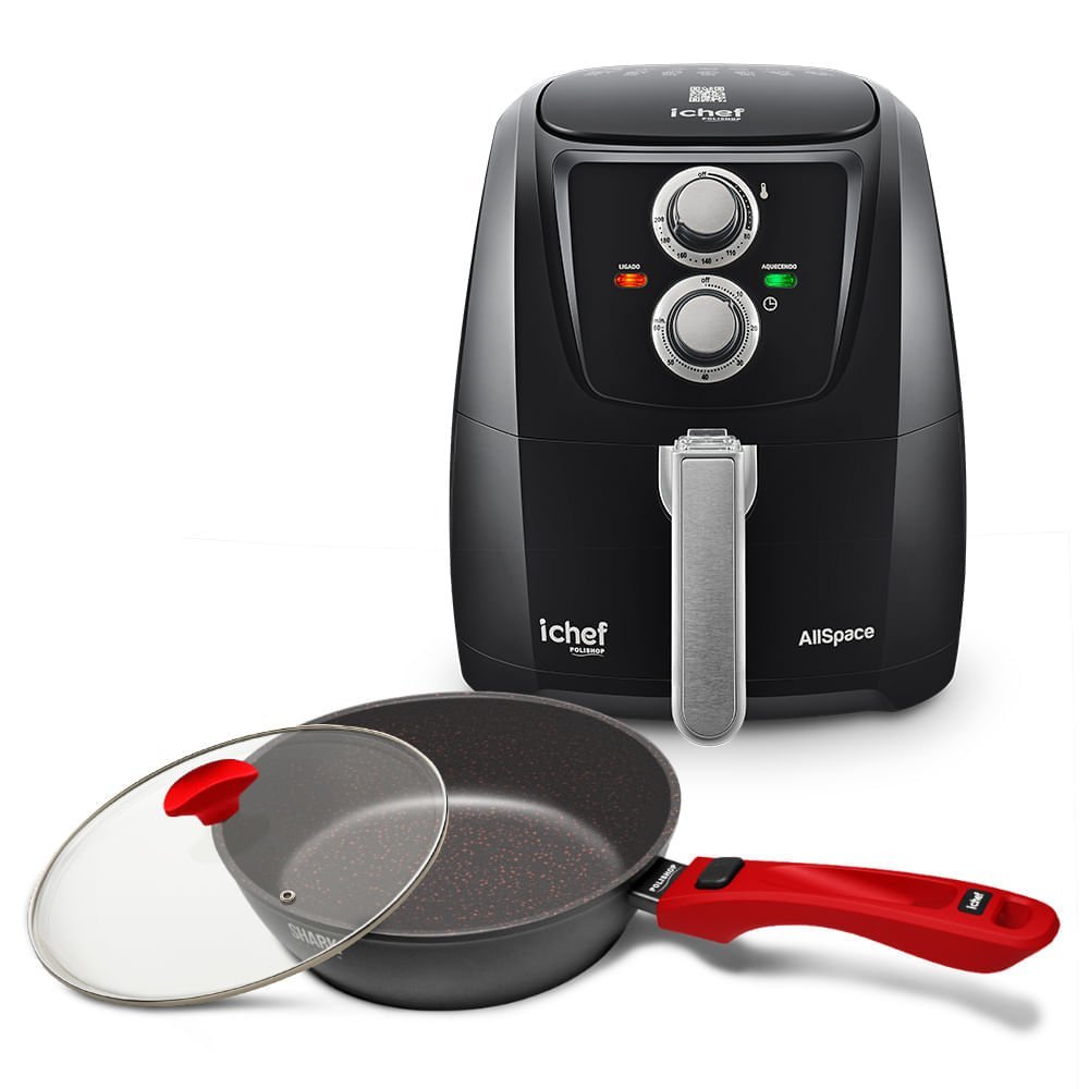 Airfryer Ichef AllSpace Exclusive e Panela Ichef Ultra Day By Day e Tampa Ichef 24Cm Vermelha ...