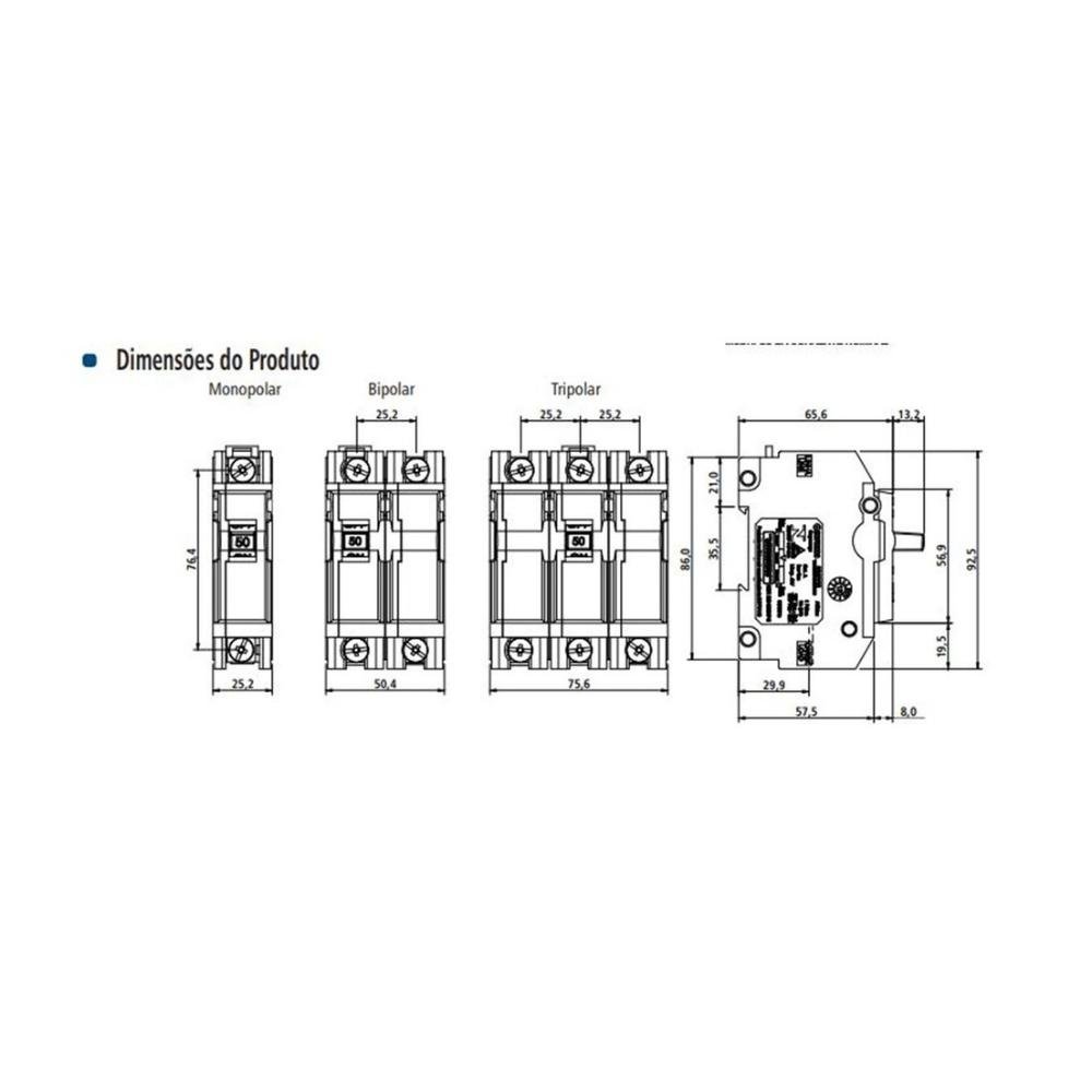 Disjuntor Trifasico Nema 3 Polos 20a 25a 30a 35a 40a 50a Amperagem:25a | MadeiraMadeira