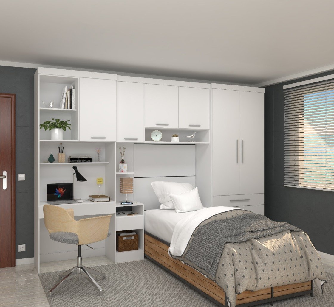 Guarda Roupa Modulado de Solteiro Alpes Branco 5 Peças - Luciane ...