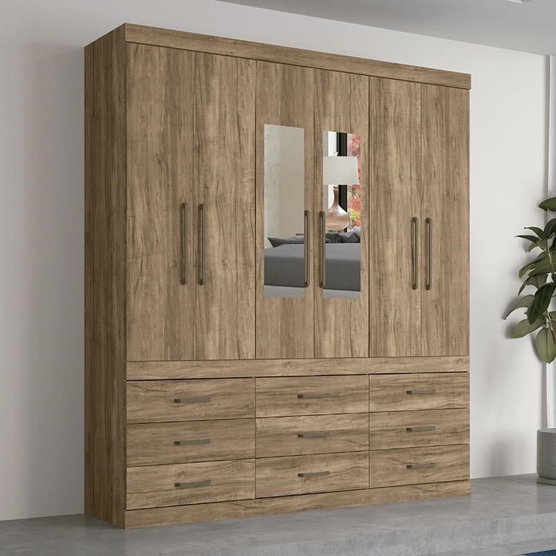 Guarda Roupa Casal 6 Portas 9 Gavetas Plus 6.9 Atacama com Espelho - PR ...