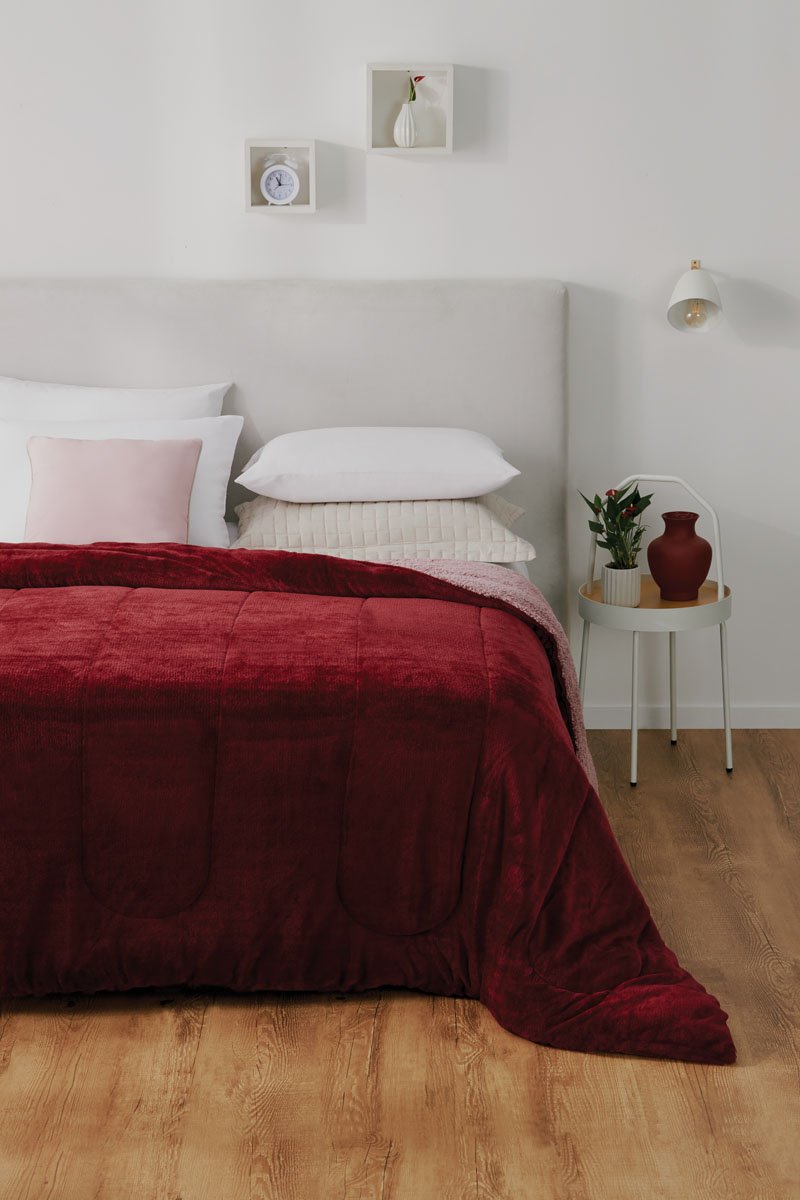 Edredom Queen Lepper Prisma Coberdrom Dupla Face 2,20m x 2,40m Marsala ...