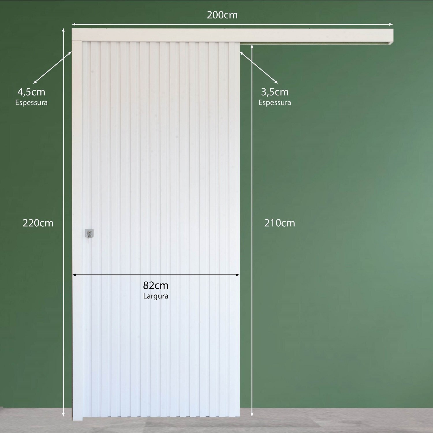 Porta de Correr de Madeira Ripada Completa 210x82cm com Fechadura e ...